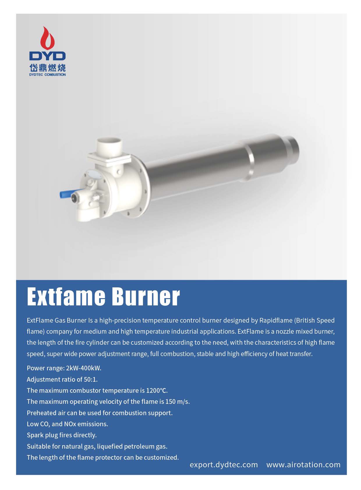 Extend flame burner is a high-precision temperature control burner ...