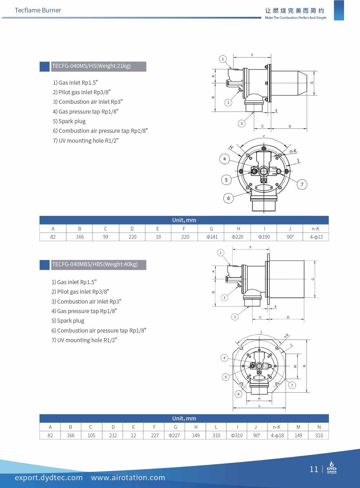 Lance type burner High precision temperature control burner-Airotation