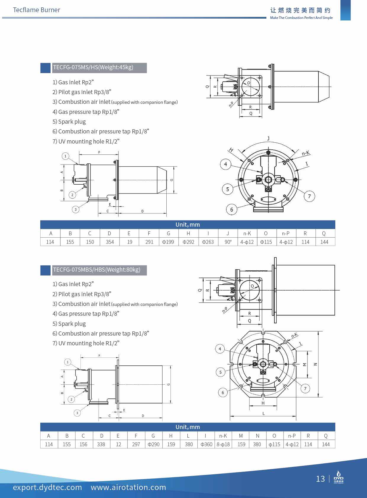 Lance type burner High precision temperature control burner-Airotation