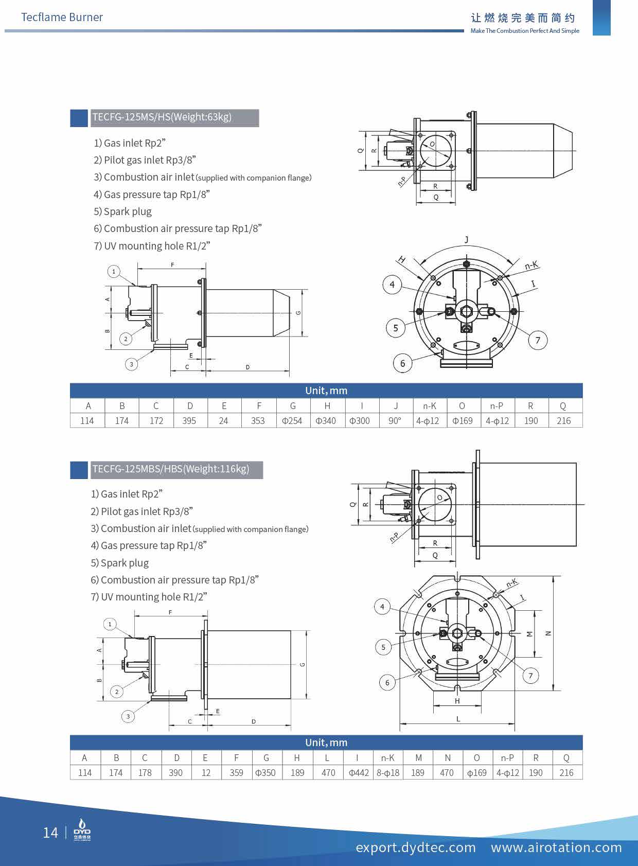 Lance type burner High precision temperature control burner-Airotation
