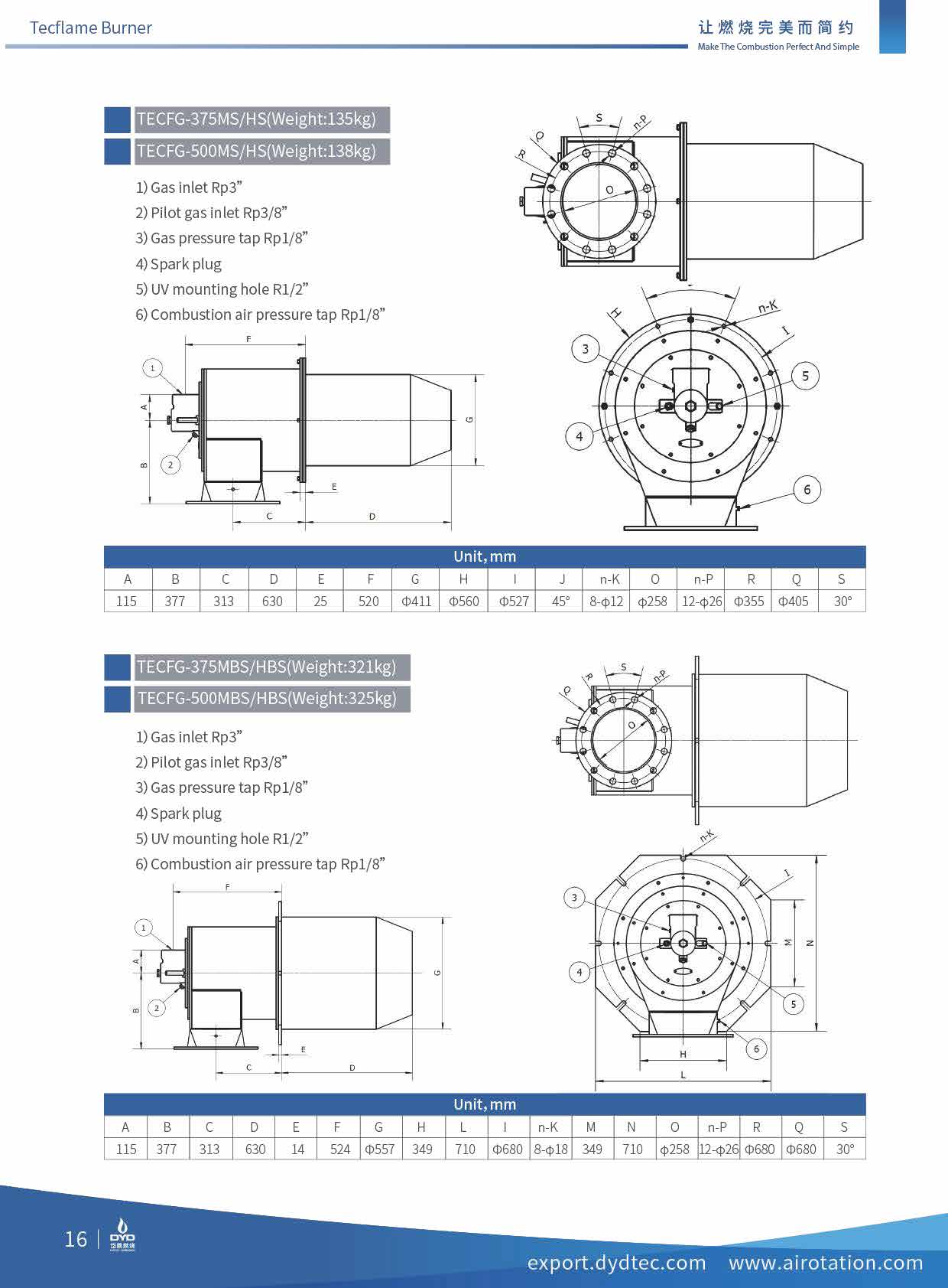 Lance type burner High precision temperature control burner-Airotation